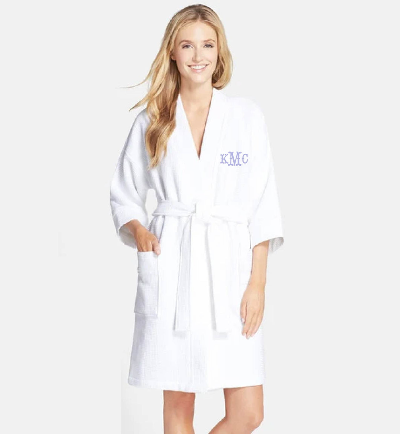 White Waffle Weave Robe – The Monogram Shop